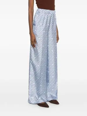 Max Mara Silk Printed Wide Leg Trousers - Multicolor