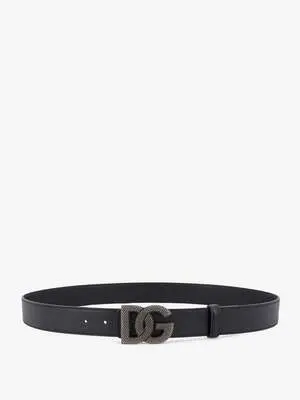 Dolce & Gabbana Leather Belt With Dg Logo Buckle - Multicolor