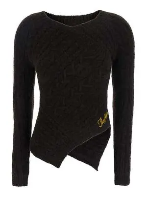 Attico The Attico Wool Sweater With Asymmetrical Design And Logo Lettering Multicolor