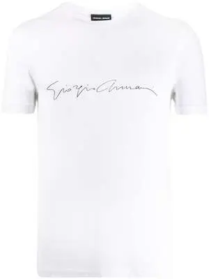 Giorgio Armani Asv Stretch-viscose T-shirt With Signature Logo - White