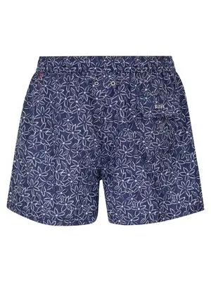 Kiton Short Patterned Swim Boxers - Blue