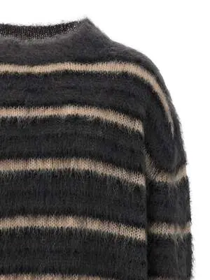 Marni Brushed Mohair Striped Sweater - Gray