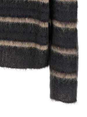 Marni Brushed Mohair Striped Sweater - Gray