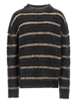 Marni MARNI Brushed Mohair Striped Sweater Gray