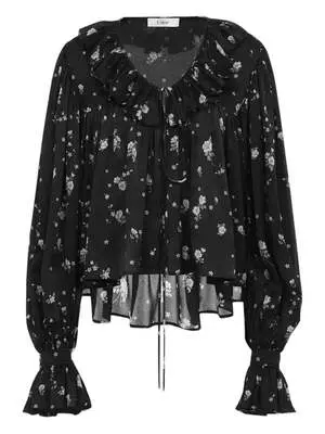 Chloé Floral Print Silk Blouse With Ruffled Collar - Multicolor