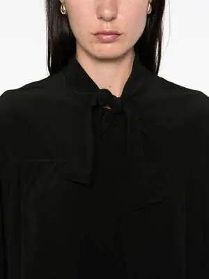 Chloé Black Silk Blouse With Pussy Bow Collar - Multicolor
