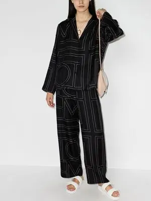 TOTEME Silk Embroidered Monogram Pajama Shirt - Multicolor