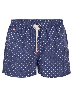Kiton Short Swim Boxers With All-over Polka Dot Print - Blue