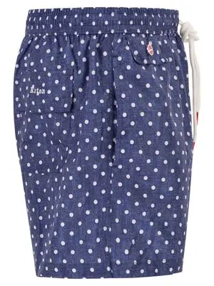 Kiton Short Swim Boxers With All-over Polka Dot Print - Blue
