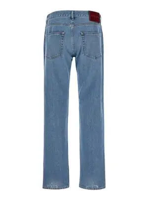 Gucci Blue Washed Denim Jeans With Rosso Ancora Patch