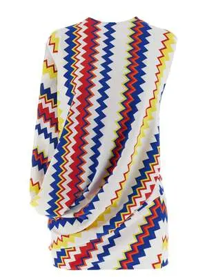 Missoni Zigzag Pattern Peplum Top - Multicolor