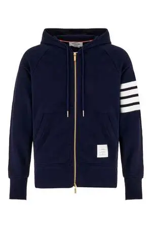 Thom Browne Zip-up Hooded Sweatshirt With Signature Stripes - Multicolor