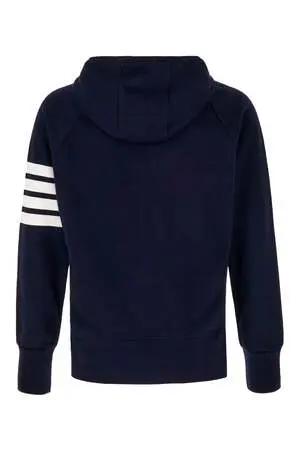 Thom Browne Zip-up Hooded Sweatshirt With Signature Stripes - Multicolor