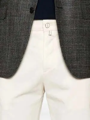 Kiton Ivory Lyocell Pleated Front Straight-leg Trousers - Multicolor