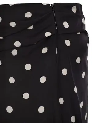 Sportmax Silk Twill Polka Dot Knot Midi Skirt