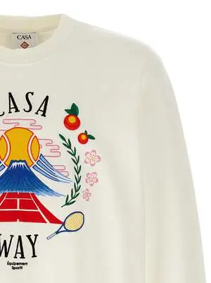 Casablanca Cotton Crewneck Sweatshirt With Embroidered Detail - White