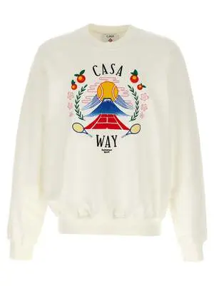 Casablanca Cotton Crewneck Sweatshirt With Embroidered Detail - White