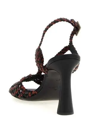 Etro Two-tone Woven Sandals With Adjustable Strap - Brown