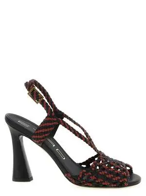 Etro Two-tone Woven Sandals With Adjustable Strap - Brown