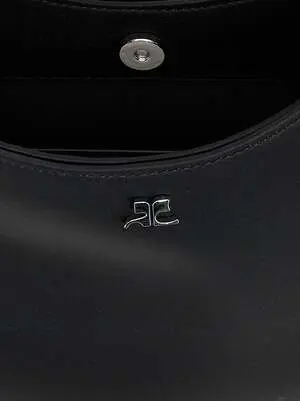 COURREGES Holy Satin Handbag With Metal Logo - Black