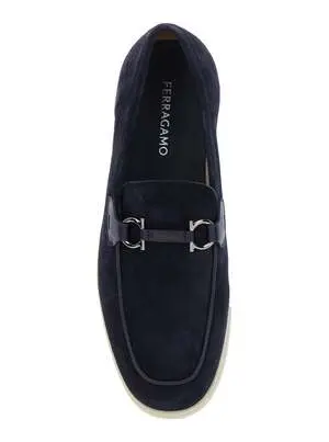 FERRAGAMO Cosimo Suede Loafers With Metallic Hooks