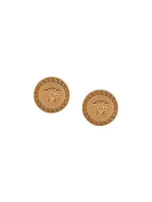 Versace Versace Tribute Medusa Button Earrings Silver