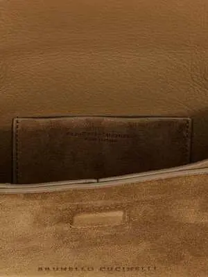 Brunello Cucinelli Suede Clutch With Jewel Decoration - Brown