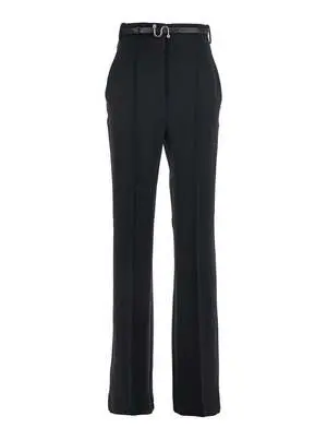 Sportmax Black Fabric Pants With Metallic Buckle Belt - Multicolor