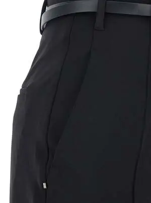 Sportmax Black Fabric Pants With Metallic Buckle Belt