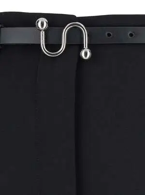 Sportmax Black Fabric Pants With Metallic Buckle Belt