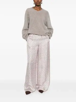 Max Mara Silk Paisley Print Wide Leg Trousers - Multicolor