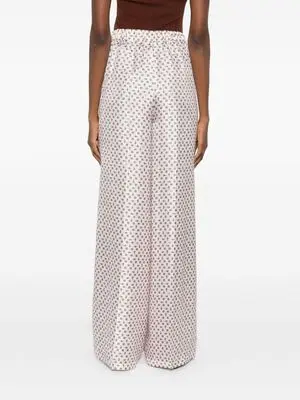 Max Mara Silk Paisley Print Wide Leg Trousers - Multicolor