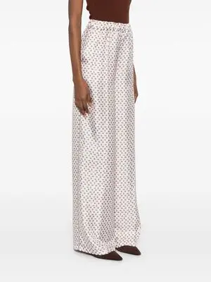 Max Mara Silk Paisley Print Wide Leg Trousers - Multicolor