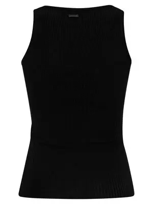 Max Mara Ribbed Viscose Blend Sleeveless Top - Black