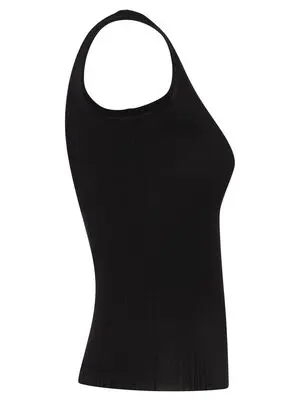 Max Mara Ribbed Viscose Blend Sleeveless Top - Black
