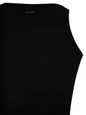 Max Mara Ribbed Viscose Blend Sleeveless Top - Black