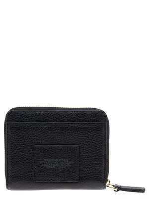 Marc Jacobs Wallet 'the Mini' With Engraved Logo On Front In Black Pebbled Leather For - Multicolor