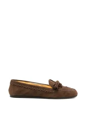 Prada Suede Leather Tassel Detail Loafers