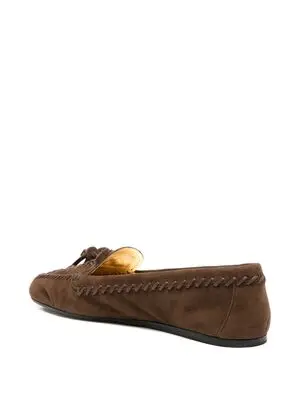 Prada Suede Leather Tassel Detail Loafers