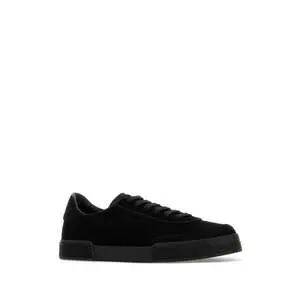 Dolce & Gabbana Calf Leather Round Toe Flat Sole Trainers - Black