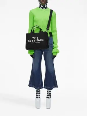 Marc Jacobs The Medium Tote Contrast Logo Print Tote Bag - Black