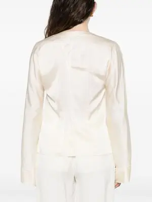 FORTE_FORTE Silk Satin Shirt Ivory
