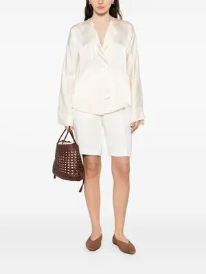 FORTE_FORTE Silk Satin Shirt Ivory