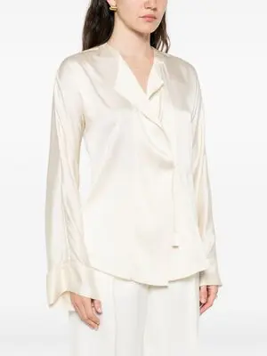 FORTE_FORTE Silk Satin Shirt Ivory
