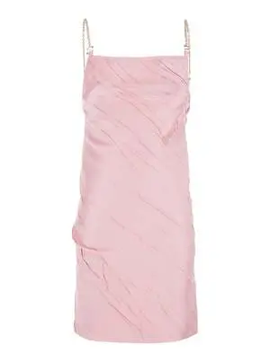 Sportmax Pink Tech Fabric Pleated Dress With Chain Strap - Multicolor