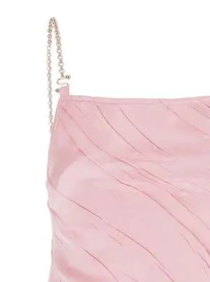 Sportmax Pink Tech Fabric Pleated Dress With Chain Strap - Multicolor