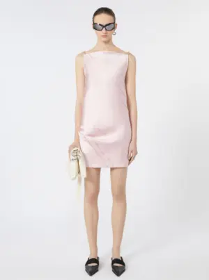 Sportmax Pink Tech Fabric Pleated Dress With Chain Strap - Multicolor