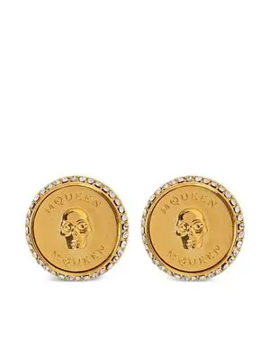 Alexander McQueen Sovereign Skull Earrings In Gold Finish Brass - Silver