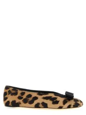 FERRAGAMO Vanna Leopard Print Pony Hair Ballet Flats - Multicolor