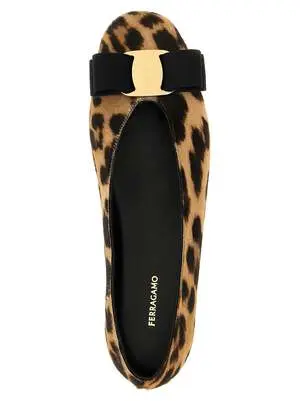 FERRAGAMO Vanna Leopard Print Pony Hair Ballet Flats - Multicolor